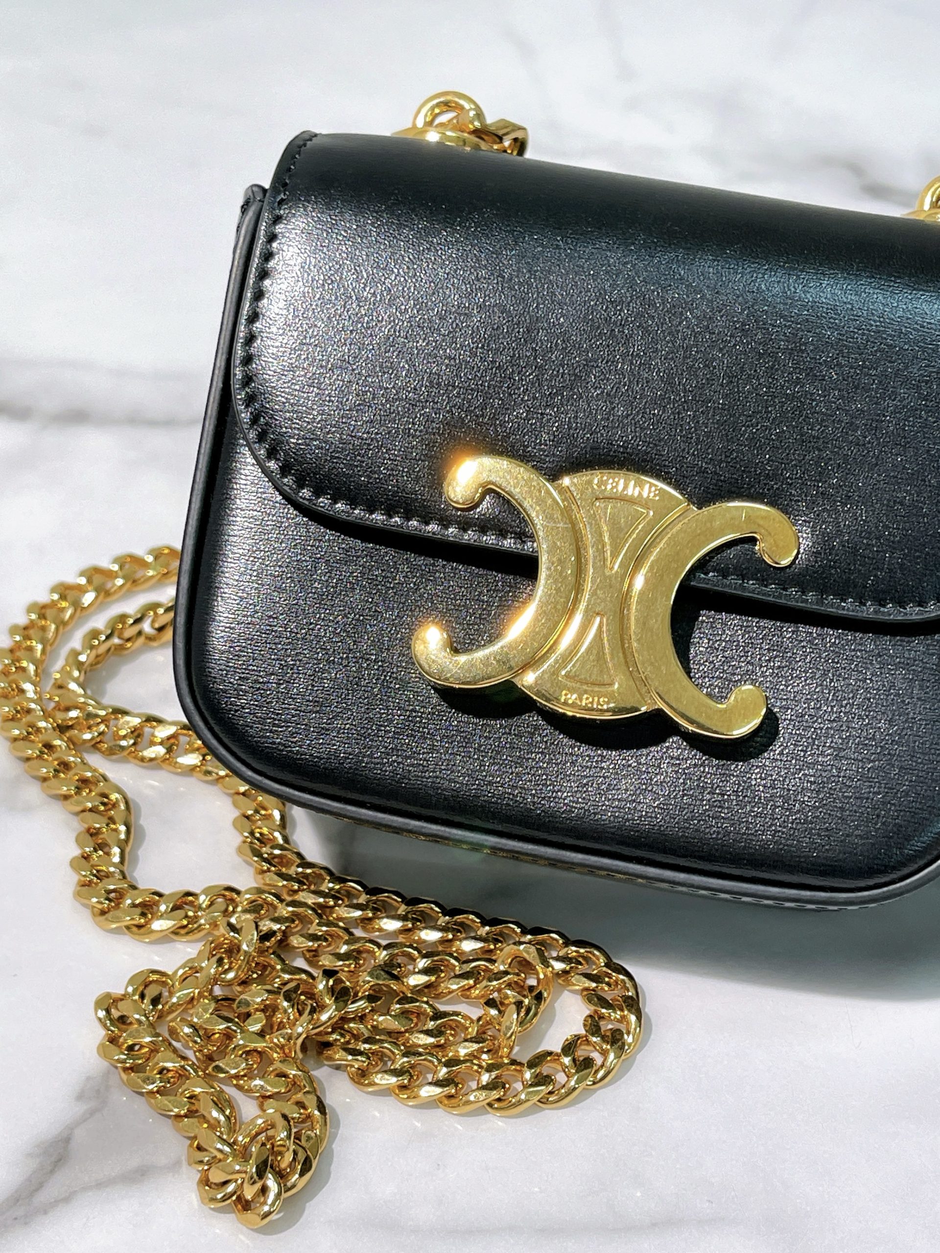 CELINE MINI CHAIN CLAUDE, Black/Gold - AHLi - Melbourne Second-Hand Luxury