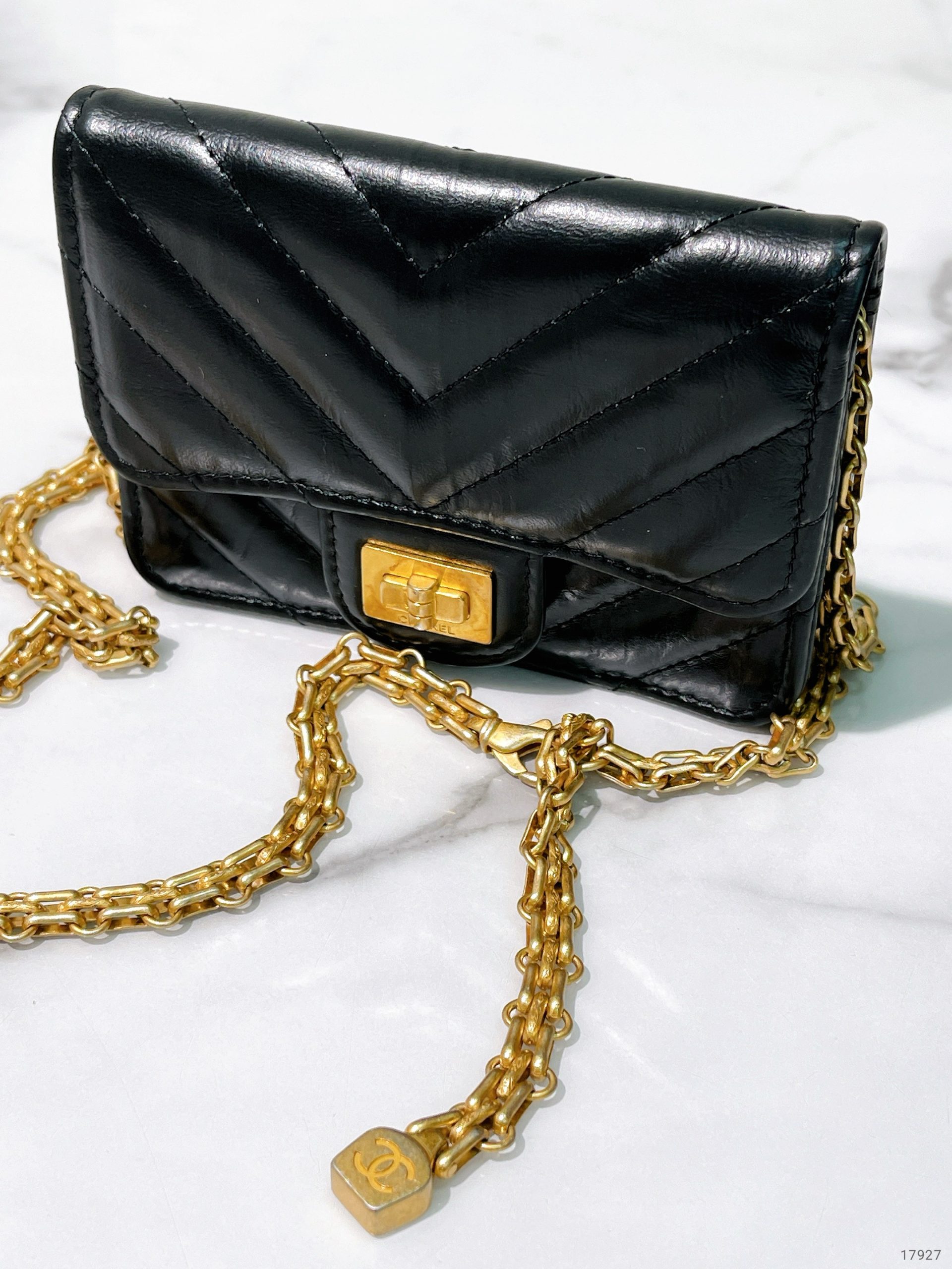 CHANEL MINI 2.55 WAIST BAG, Black/Gold - AHLi - Melbourne Second-Hand ...