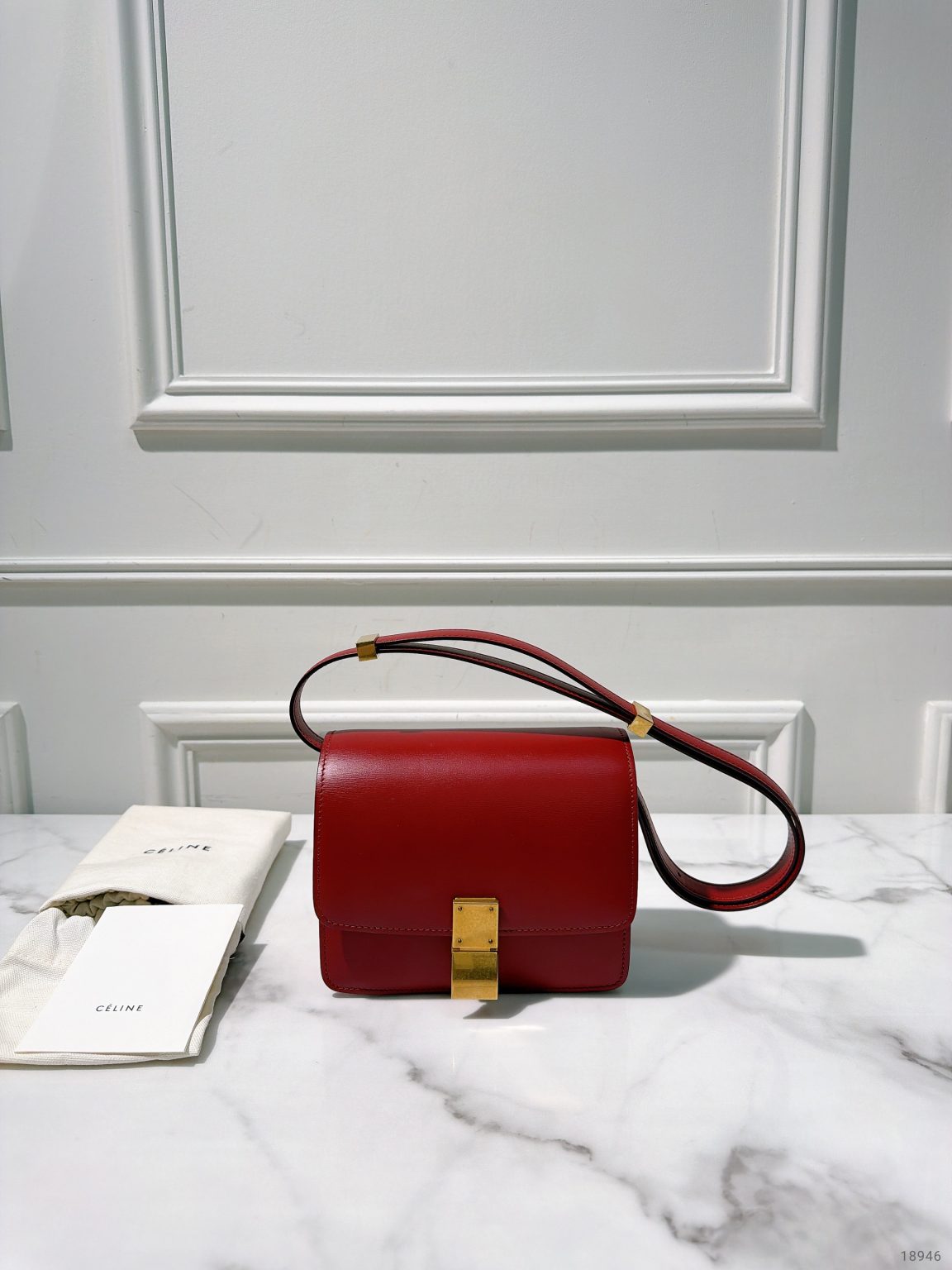 CELINE MINI BOX, Red/Gold - AHLi - Melbourne Second-Hand Luxury