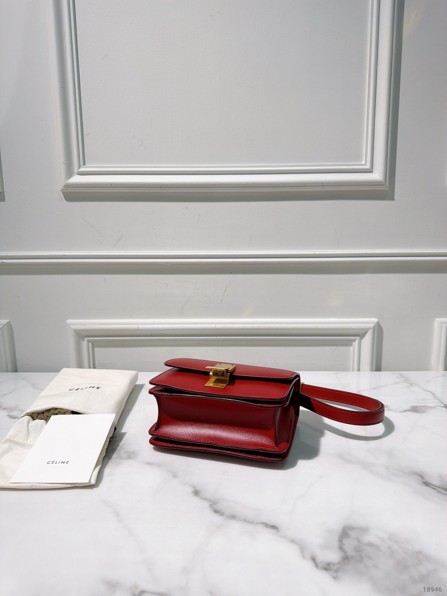 CELINE MINI BOX, Red/Gold - AHLi - Melbourne Second-Hand Luxury